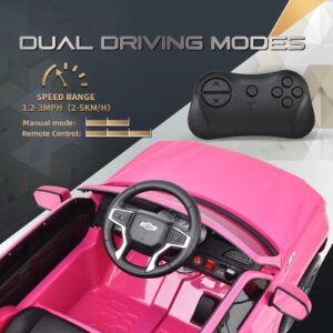 Blitzshark 12V Kids Ride on Car Compatible for Chevrolet Tahoe Battery Powered Electric Vehicle for Kids, with 7AH Big Battery, 2.4G Remote Control, Spring Suspension, Bright Lights, Music, Pink