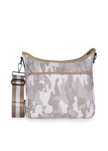 haute shore - perri crew puffer crossbody bag, beige camo