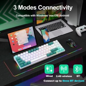 RK ROYAL KLUDGE 70% Mechanical Keyboard - RK71 Wireless Gaming Keyboard with Hot-Swappable Brown Switches, Double-Shot Creamy Keycaps, RGB Backlit, and Triple-Mode Connectivity