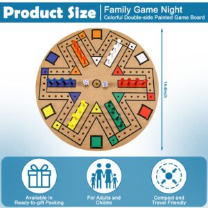 Kathfly Fast Track Board Game Wooden 3-6 Players Board Game Set with 24 Board Game Pieces and 2 Dice, Fast Track Game Night for Adult Teens Family Game, 6 Colors (14.2 Inch)