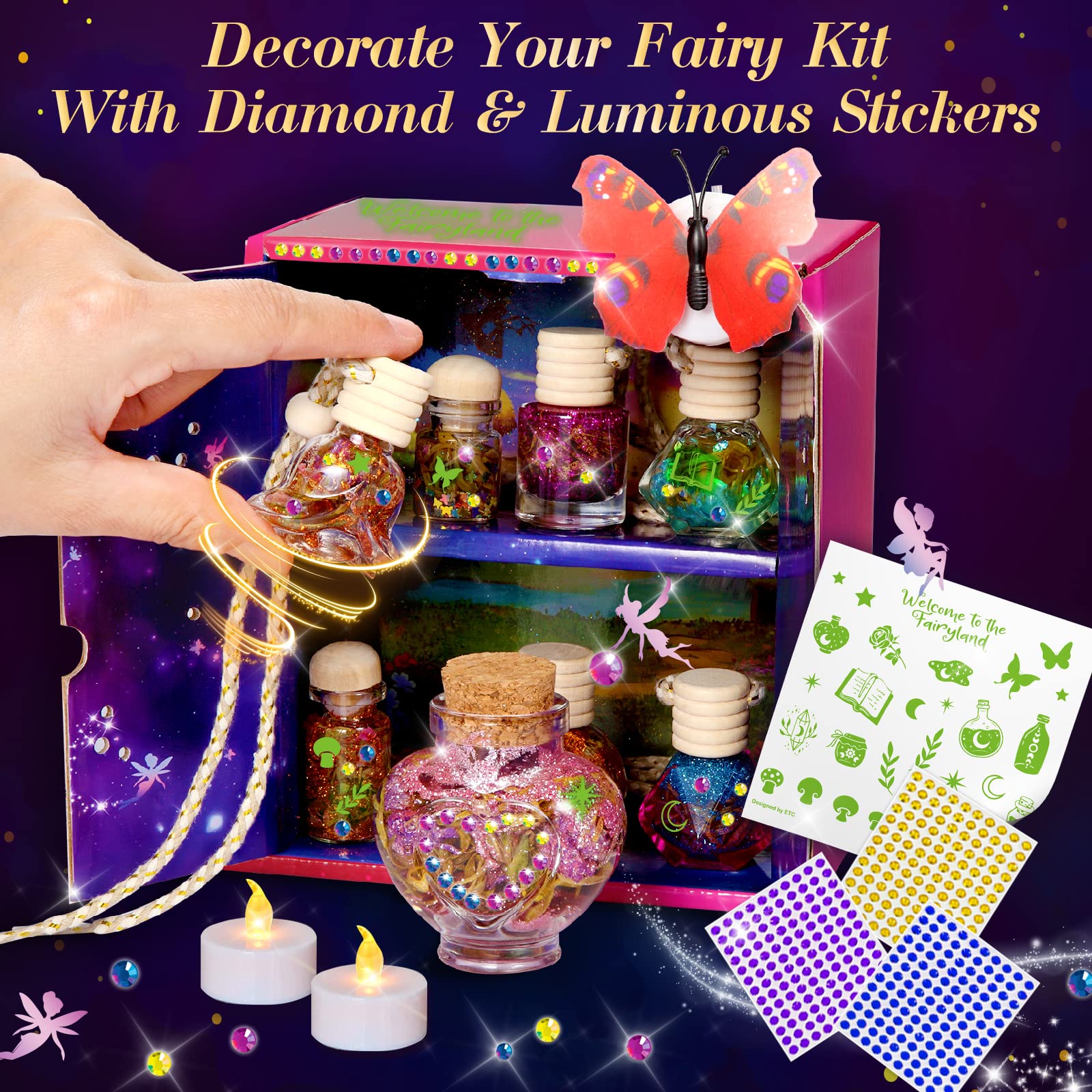 FUNZBO Fairy Polyjuice Potions Crafts for Girls Ages 6-8, Christmas Easter Gifts for 6 7 8 9 10 Year Old Girls & Girl Birthday Gifts, Fairy Garden Kit Gifts for Girls 6-8 8-10 8-12 Or Above (Red)