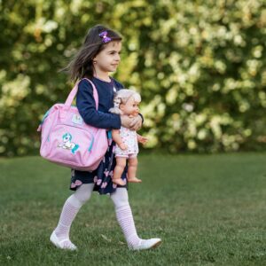 HappyVk- Baby Doll Diaper Bag with Doll Changing Pad and Doll Accessories Set - Handbag for Girls - Unicorn Embroidery