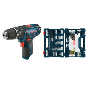 bosch ps130n 12v max 3/8 in. hammer drill/driver (bare tool), blue&bosch 91-piece drilling and driving mixed set ms4091