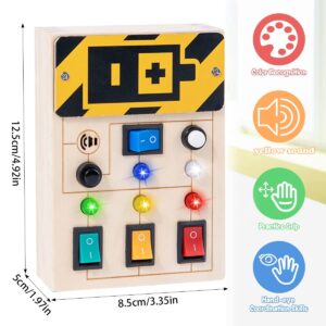 LED Light Busy Board, LED Light Pretend Play Learning Wooden Montessori Materials, Basic Skills Educational Learning for Toddlers Daily Life Teaching Aids