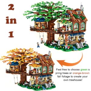 BVOPLME Idea Tree House Bricks Model Set, DIY Forest House Building Blocks Street View, Creative Building Game for Adults or Kids, Toy Building Set for Any Hobbyists(4761 Pieces)