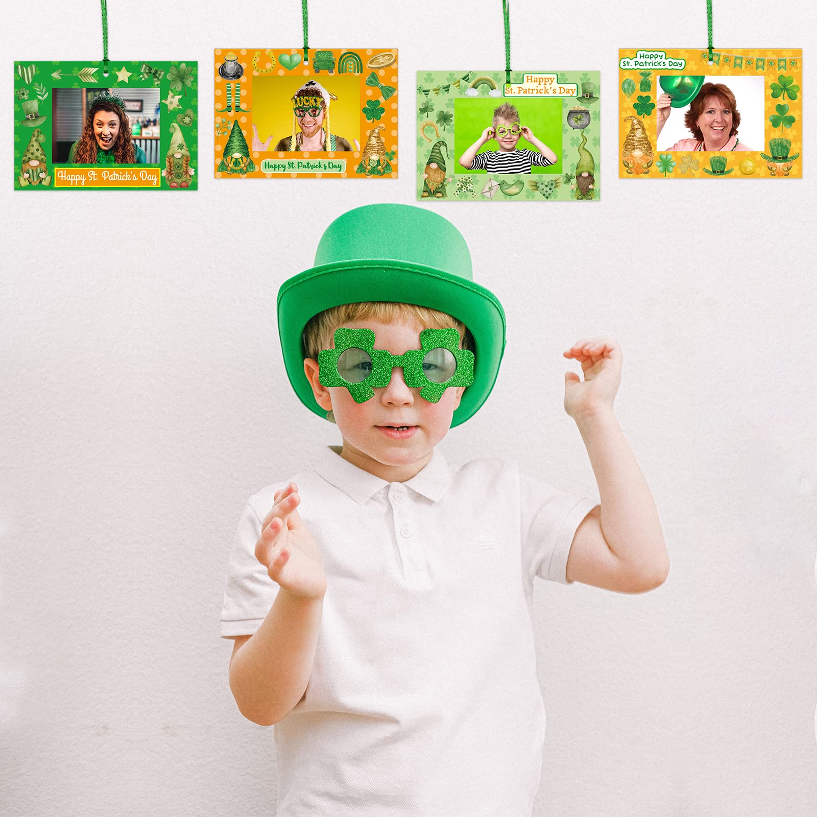 ceiba tree 18pcs St. Patrick's Day Craft Kits for Kids Happy St. Patrick's Day Picture Frame Craft Photo Cards with Stickers Shamrock Party School Home Activity