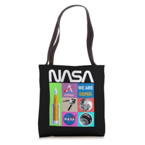 nasa artemis mission we are going worm logo tote bag