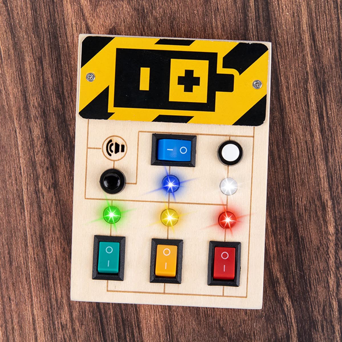 LED Light Busy Board, LED Light Pretend Play Learning Wooden Montessori Materials, Basic Skills Educational Learning for Toddlers Daily Life Teaching Aids