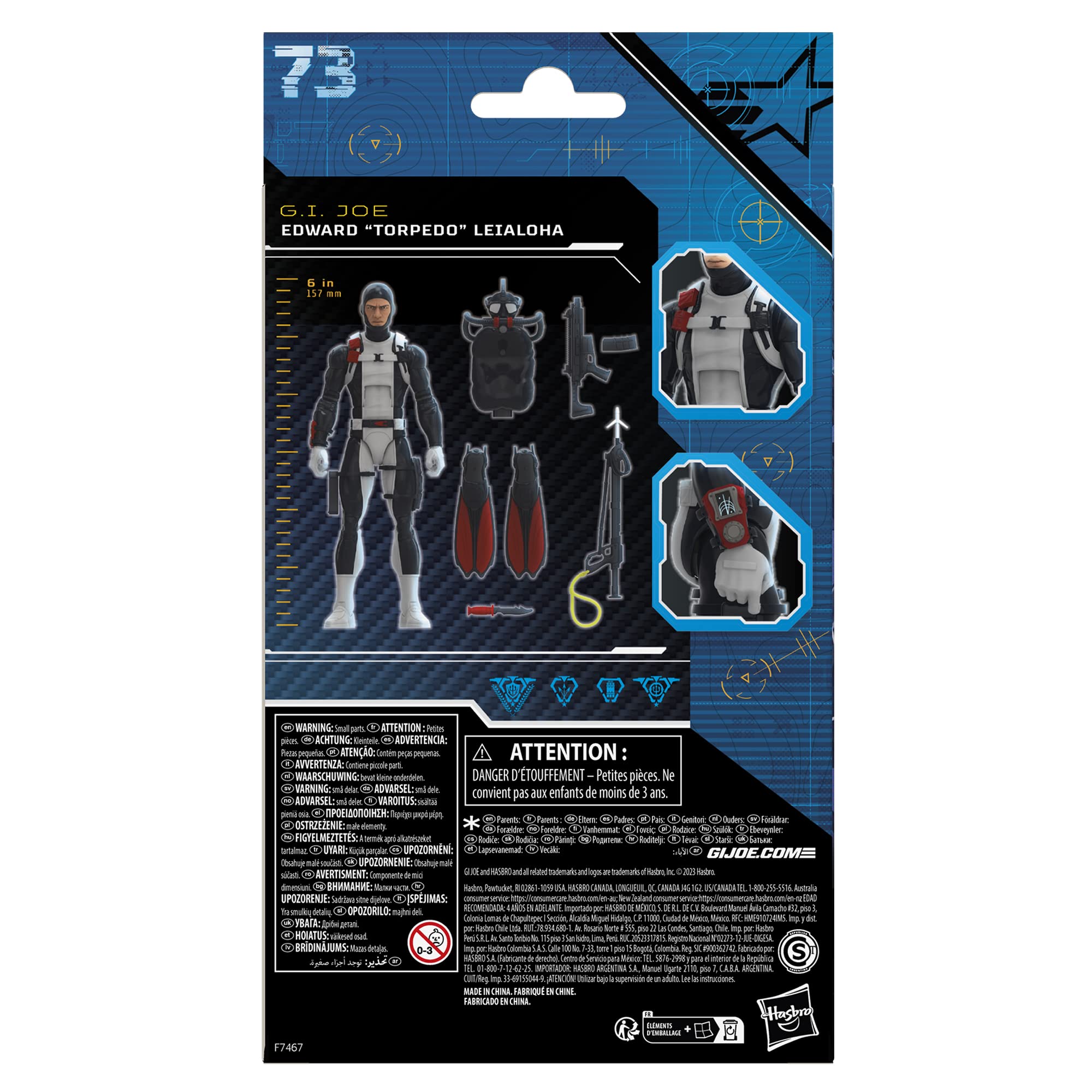 G.I. Joe Classified Series Edward “Torpedo” Leialoha,Collectible Action Figures,73,6 inch Action Figures for Boys & Girls, with 6 Accessories