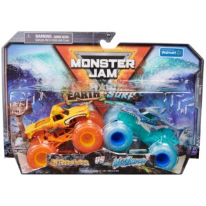 monster jam, official el toro loco earth vs. megalodon surf 1:64 scale die-cast monster trucks (walmart exclusive), kids toys for boys ages 3 and up