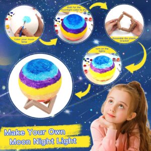 HAPMARS Paint Your Own Moon Lamp Kit, DIY 3D Night Light, with Stand, Paints & Brushes, Arts Crafts for Children to Paint, Kids Gift for Christmas Birthday Halloween Ages 3 4 5 6 7 8 9 10 11 12+