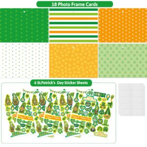 ceiba tree 18pcs St. Patrick's Day Craft Kits for Kids Happy St. Patrick's Day Picture Frame Craft Photo Cards with Stickers Shamrock Party School Home Activity