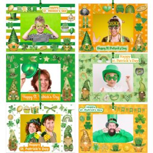 ceiba tree 18pcs st. patrick's day craft kits for kids happy st. patrick's day picture frame craft photo cards with stickers shamrock party school home activity