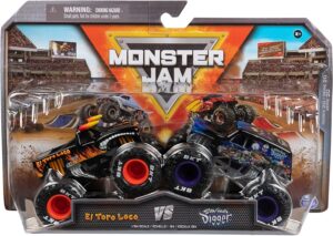 monster jam, official el toro loco vs. son-uva digger die-cast monster trucks, 1:64 scale, kids toys for ages 3 and up