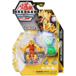 bakugan evolutions, neo dragonoid with nano fury and lancer platinum power up pack, true metal action figure, 2 nanogan, 2 bakucore, 2 ability cards, kids toys