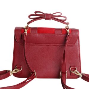 Cutemoria Women's Lolita Handbag Messenger Bag Japanese Cute Bowknot Ribbon Crossbody Bag Purse Vintage PU Leather Shoulder bag (Red)