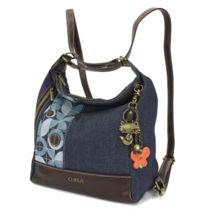 chala retro convertible purse - metal charming fox - denim