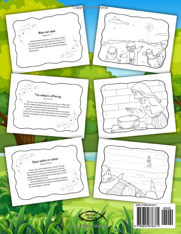 Bible Coloring Book for Kids: Christian Coloring Book for Kids ages 3-5, 4-8, 8-12 with Biblical Illustrations about Jesus' Mission and Miracles in Earthly Life