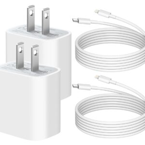 iPhone 12 13 14 Super Fast Charger iPhone Charger USB C 2-Pack 20W Rapid Wall Charger Blcok with 6FT Cable Fast Charging Adapters for iPhone 14/13/12/Pro Max/Pro/11/ iPad