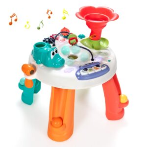 honey joy activity table for toddlers 1-3, music learning table w/fun piano, music&lights, 3 ball games, kids discover explore activity center, baby early development activity toy for boys girls