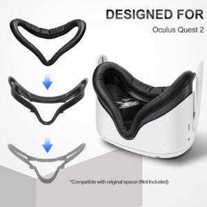 SUPERUS Face Cover Pad & Lens Cover Compatible with Oculus/Meta Quest 2 Accessories (Black)