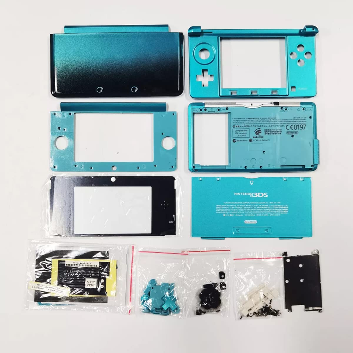 Replacement Housing Shell Cover Case for Nintendo 3DS Game Console, Complete Full Replacement Case Accessories for 3DS Blue