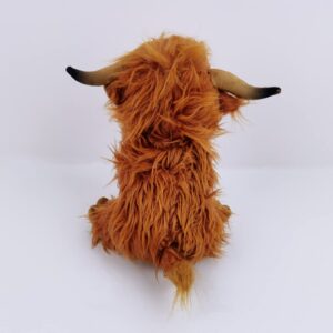 EVOLVEOVER Highland Cow Stuffed Animal Realistic Fluffy Scottish Plush Cow Farm Toys (Brown)