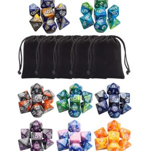 CiaraQ Polyhedral Dice Set with Black Pouches, Compatible with Dungeons and Dragons DND RPG MTG Table Games