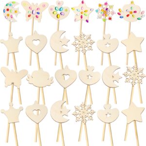 roowest 24 pcs wood princess wands magic stick unfinished wooden fairy wands diy princess craft make your own magical wands for girl school costume