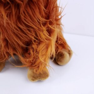 EVOLVEOVER Highland Cow Stuffed Animal Realistic Fluffy Scottish Plush Cow Farm Toys (Brown)