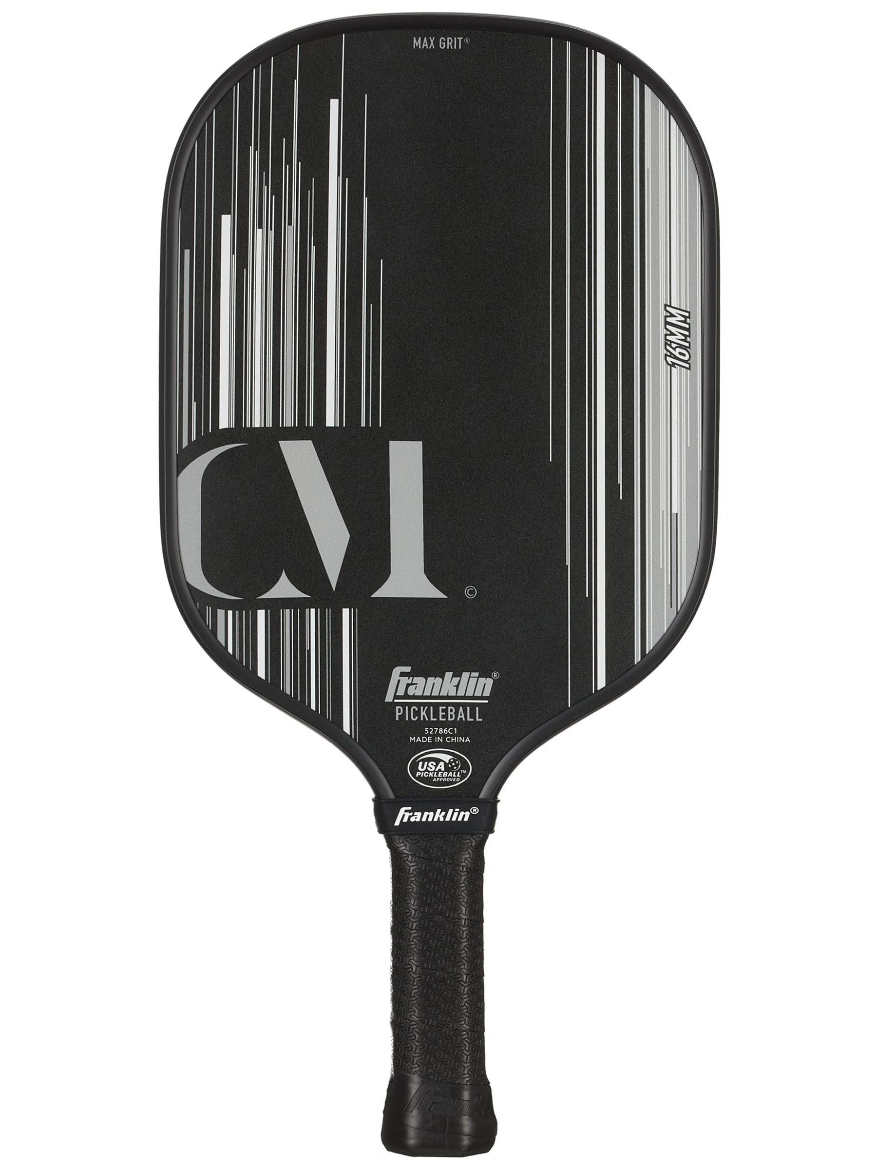 Franklin Sports Pro Pickleball Paddle - Christine McGrath Pro Player Tournament Pickleball Paddle - Polypropylene Paddle with Max Grit Surface - USA Pickleball (USAPA) Approved - Black - 16mm Core