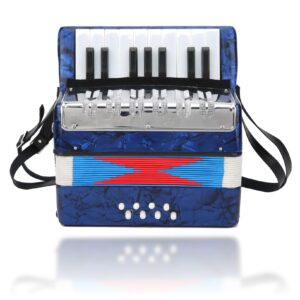 small accordion,17 keys 8 bass accordion instrument para niños acordeones para niños with adjustable straps and softer sound portable educational musical instrument for music beginner 7.8x7.5x3.9in