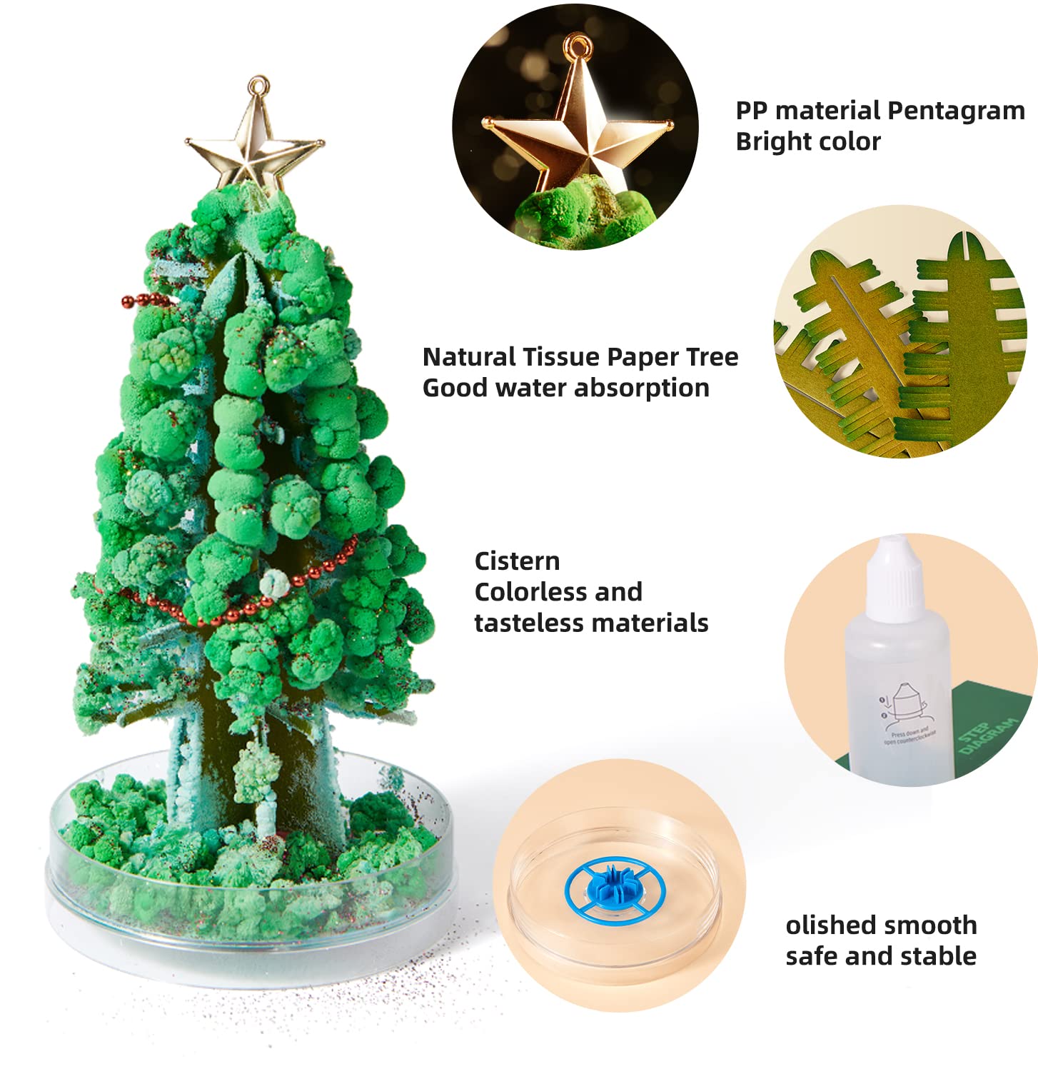 Mideer Magic Growing Crystal Christmas Tree, Presents Novelty Kit for Kids Funny Educational and Party Toys, Kids DIY Arts and Crafts, Science Kits Feel The Magical Growth of Xmas Ornaments