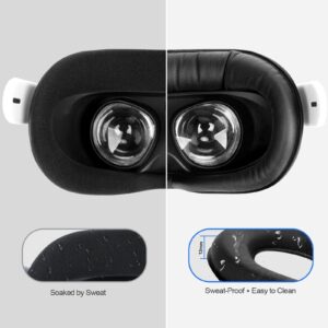 SUPERUS Face Cover Pad & Lens Cover Compatible with Oculus/Meta Quest 2 Accessories (Black)