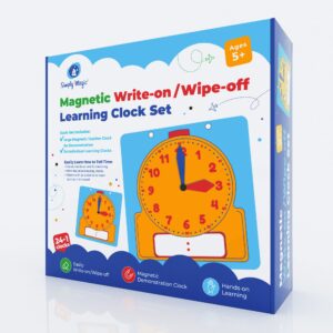 Simply magic 24+1 Learning Clock for Kids - Classroom Clock Set, Magnetic Demonstration Clock, Teaching Clock, Learning Clocks for Kids to Tell Time, Interactive Clock for Kids, Clock Manipulatives