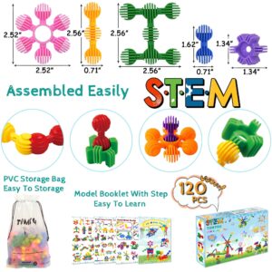 Kids Building Blocks STEM Toys, 120 PCS Plastic Gear Interlocking Sets That Bends - Safe Material - Toddler Educational Toy for Girls and Boys Aged 3+