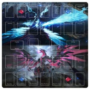 sabermaster card rubber mat - 2 player, square playmat for gamer 60x60cm/23.6x23.6inch