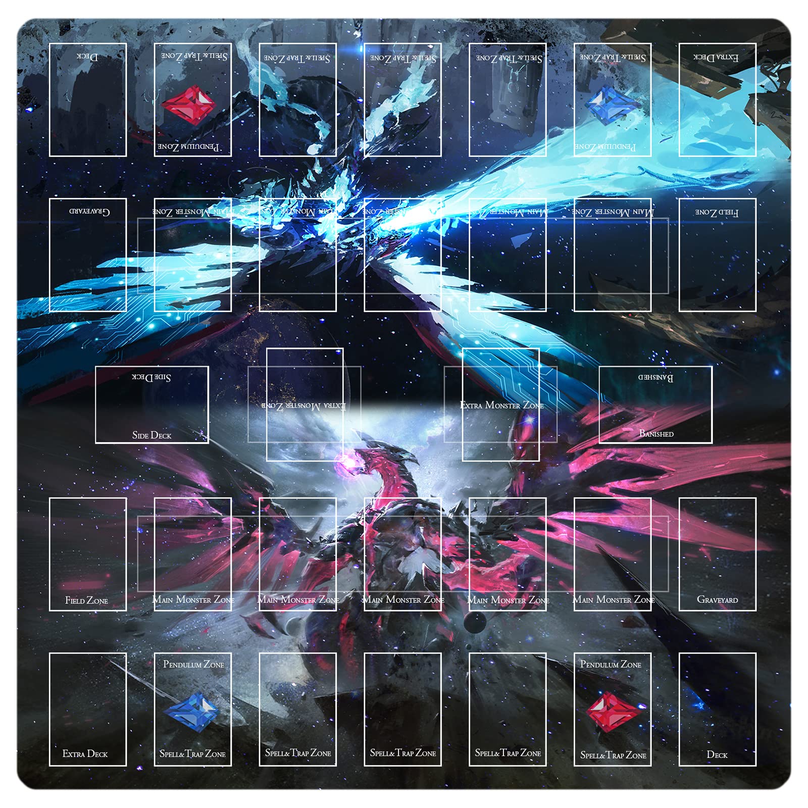 sabermaster Card Rubber Mat - 2 Player, Square playmat for Gamer 60x60cm/23.6x23.6inch