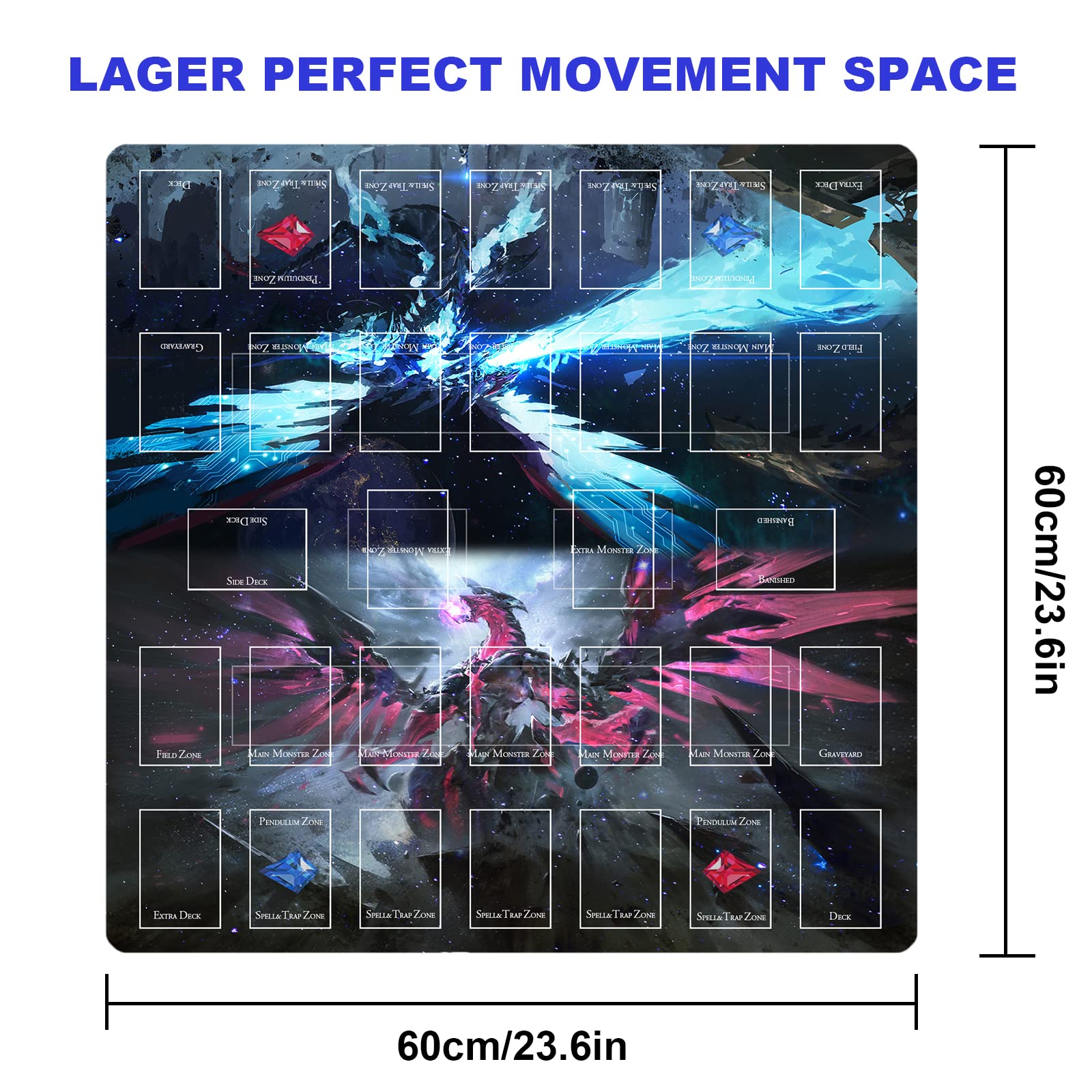 sabermaster Card Rubber Mat - 2 Player, Square playmat for Gamer 60x60cm/23.6x23.6inch