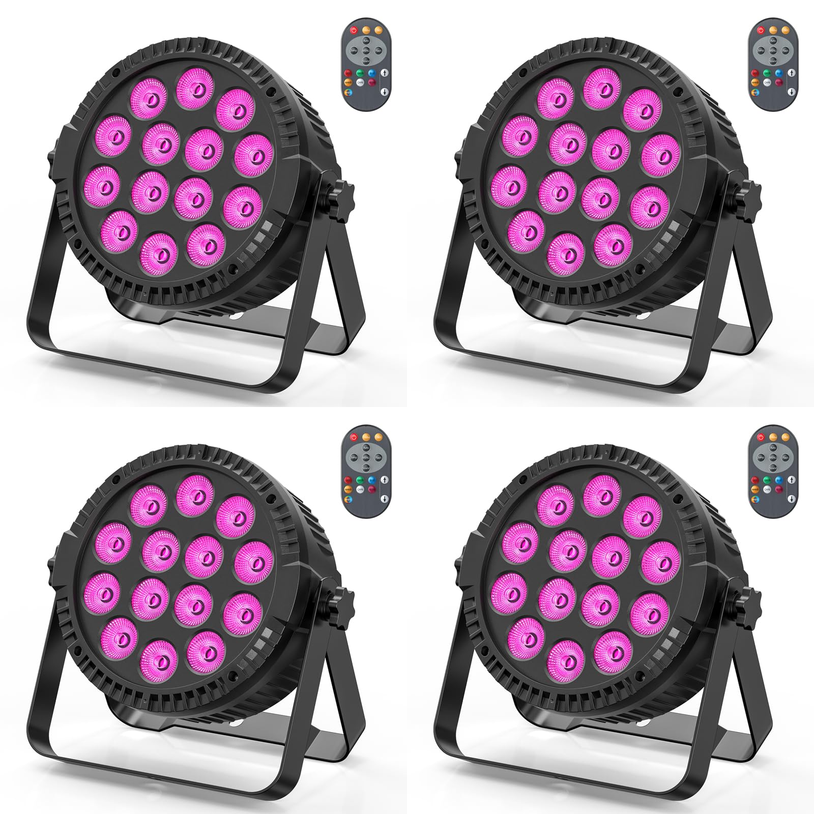 Stage Lights, 4 Pack U`King LED Par Lights RGBW DJ Stage Lighting 14x6W Uplights for Events by Sound Activated and DMX Control for Wedding Church Live Show Disco Halloween Christmas Parties