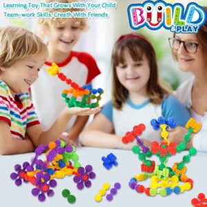 Kids Building Blocks STEM Toys, 120 PCS Plastic Gear Interlocking Sets That Bends - Safe Material - Toddler Educational Toy for Girls and Boys Aged 3+