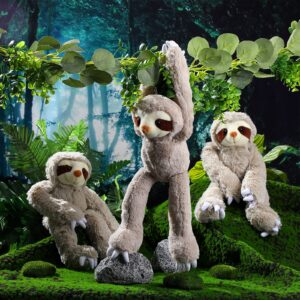 hanging sloth stuffed animals 18 inch three toed sloth plush toy with hook and loop hands hanging sloth toy for boys girls bedroom animal themed birthday party favors decoration (4 pcs)