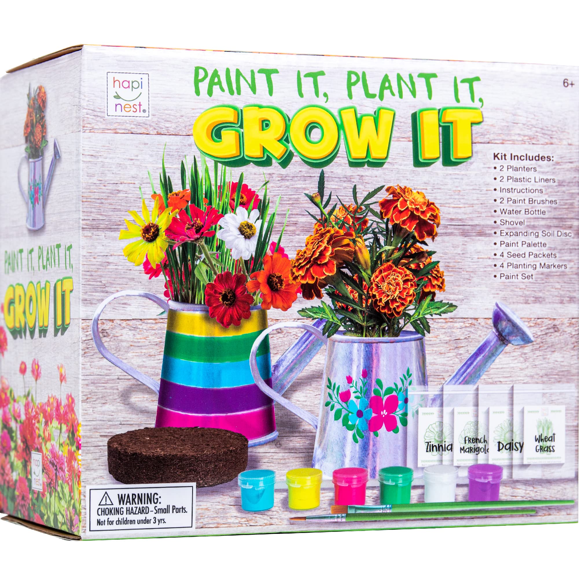 Hapinest Grow and Paint Watering Can 2 Pack Flower Garden Craft Kit Gifts for Kids Boys and Girls Ages 6 7 8 9 10 11 12 Years and Up