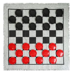 seetooogames giant checkers board game - large 3 in 1 reversible checker rug game tic tac toe game for kids adults and family indoor outdoor activities - grey