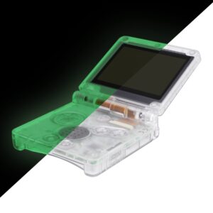 ips ready upgraded extremerate glow in dark - green custom replacement housing shell for gameboy advance sp gba sp – compatible with both ips & standard lcd – console & screen not included