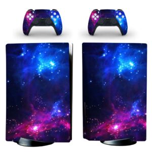 vanknight ps5 digital edition console 2 controllers full cover vinyl skin decals stickers galaxy compatible with ps5 digital console space purple