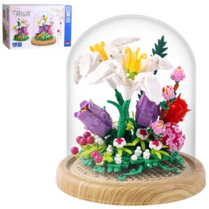 rsdhfly creative bonsai flower bouquet building kit,flower botanical collection construction building toy,building blocks set for adults and kids (lily bonsai flower)