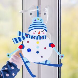 Winlyn 24 Sets Christmas Craft Kits Winter Crafts DIY Christmas Snowman Ornaments Decorations Art Sets Snowman Christmas Foam Stickers Arts and Crafts for Kids Holiday Art Project Classroom Activities