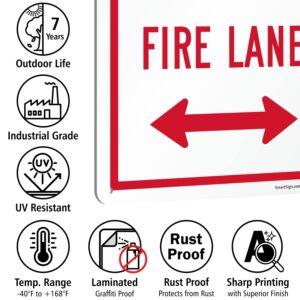 SmartSign 14 x 10 inch “No Parking - Fire Lane” Metal Sign with Bidirectional Arrow, 40 mil Laminated Rustproof Aluminium, White and Red, Made in USA