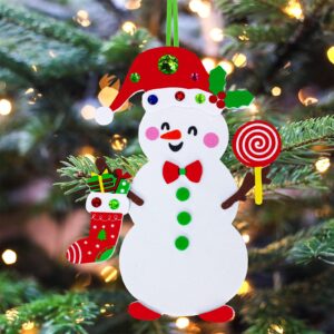 Winlyn 24 Sets Christmas Craft Kits Winter Crafts DIY Christmas Snowman Ornaments Decorations Art Sets Snowman Christmas Foam Stickers Arts and Crafts for Kids Holiday Art Project Classroom Activities